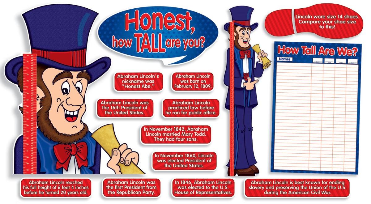 Scholastic Abraham Lincoln Growth Chart Bulletin Board Set (TF 8006 ...