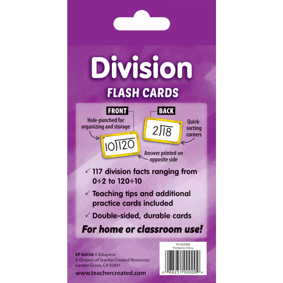 Edupress Division (Facts 0-10) Flash Cards., 62 Cards (EP 62036 ...