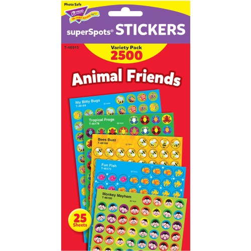 Trend Enterprises Super Spots Stickers Variety Pack, Animal Friends (T ...