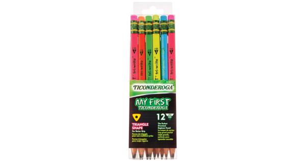 Ticonderoga My First Neon Jumbo Fat Triangular #2 Pencils, 12 pk (DIXX ...