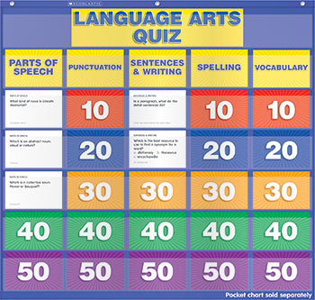 Scholastic Language Arts Quiz Pocket Chart Add On Cards, Grades 4-5 (S ...