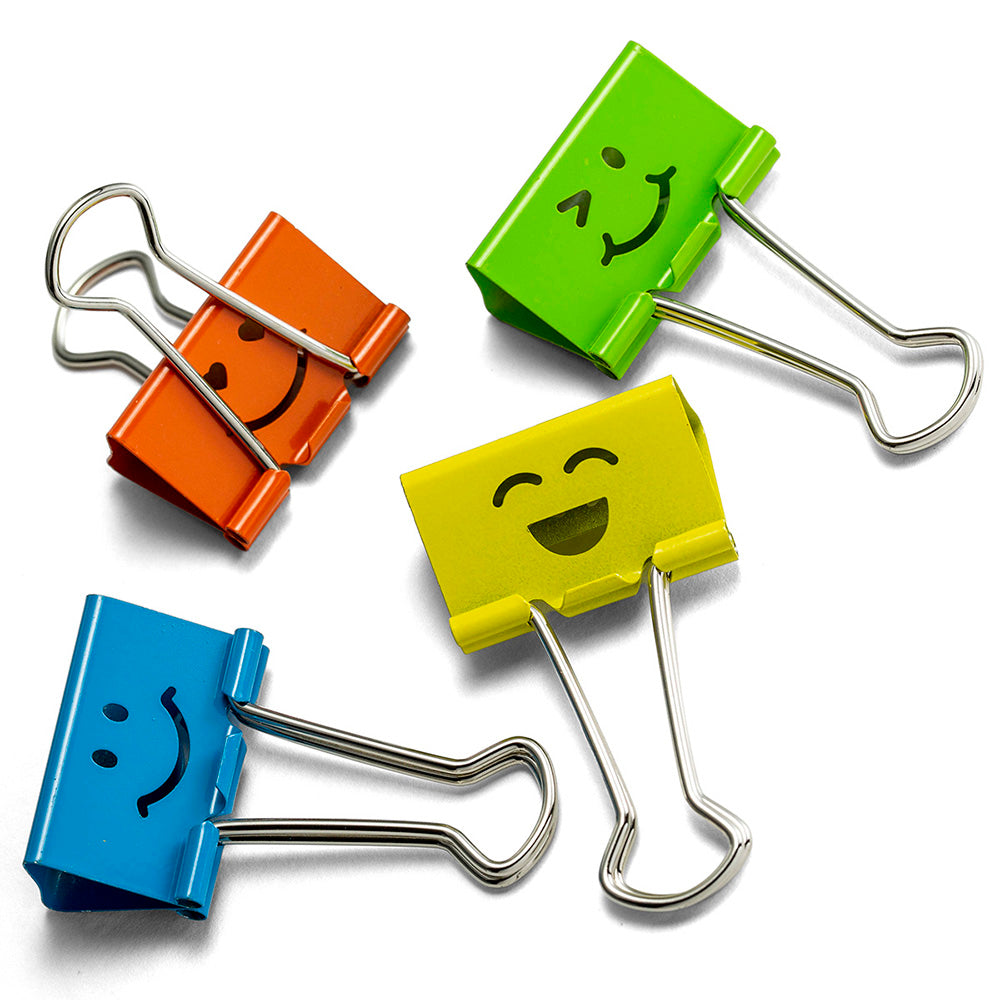 Officemate Smiling Face Binder Clips Medium 1.25", 36 Count Assorted C ...
