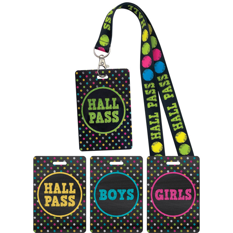 Teacher Created Resources Chalkboard Brights Hall Pass Lanyard (TCR 20 ...