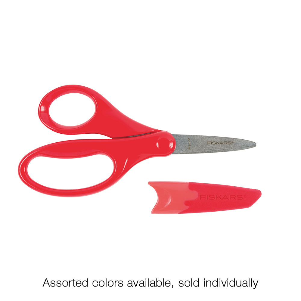 Fiskars School Scissors Pointed Tip With Safety Cover, Red (194300-101 ...