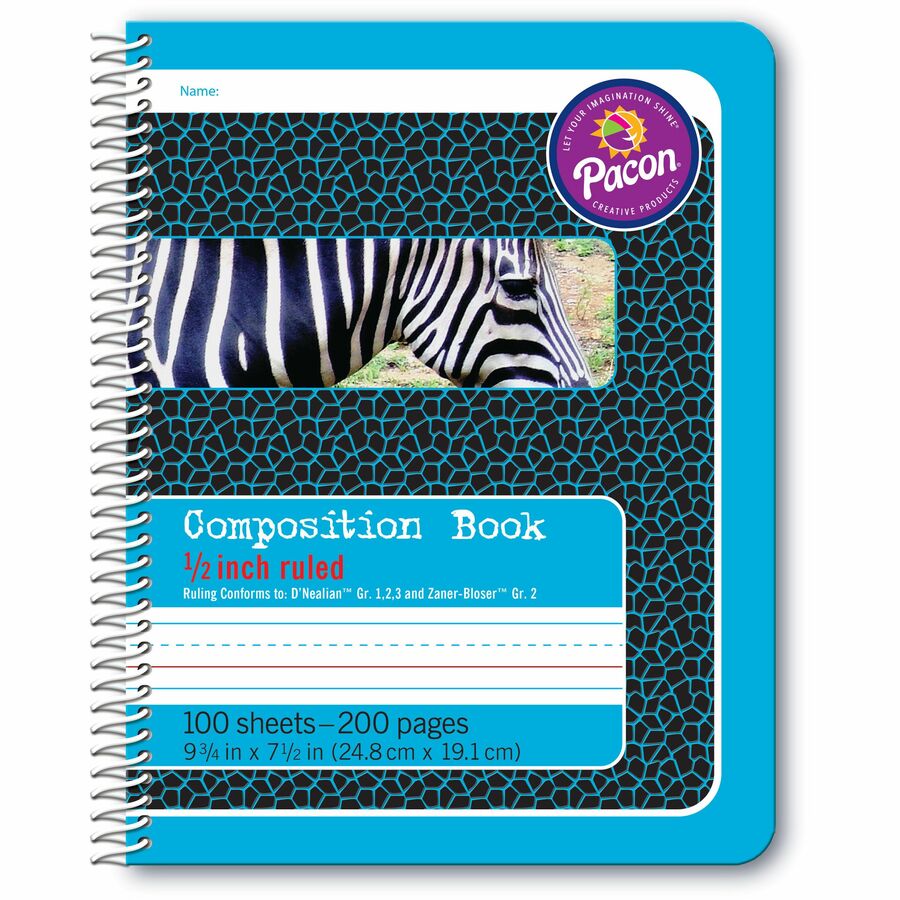 Pacon Primary Spiral Composition Notebook 1/2" Ruling 1/4"Dotted Midli ...