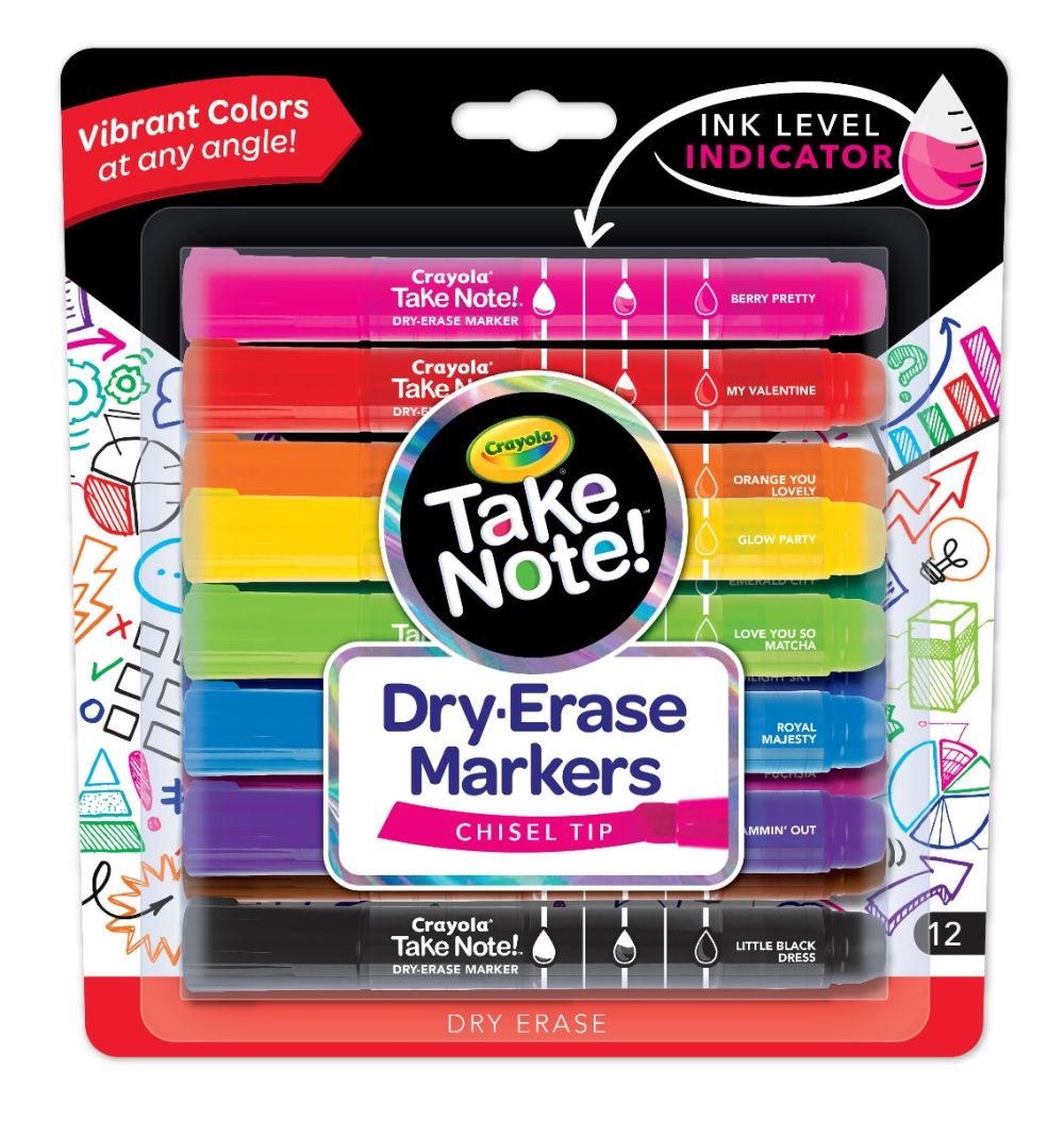 Crayola Take Note! Broad Line Dry-Erase Markers, 12 Count (58-6545 ...