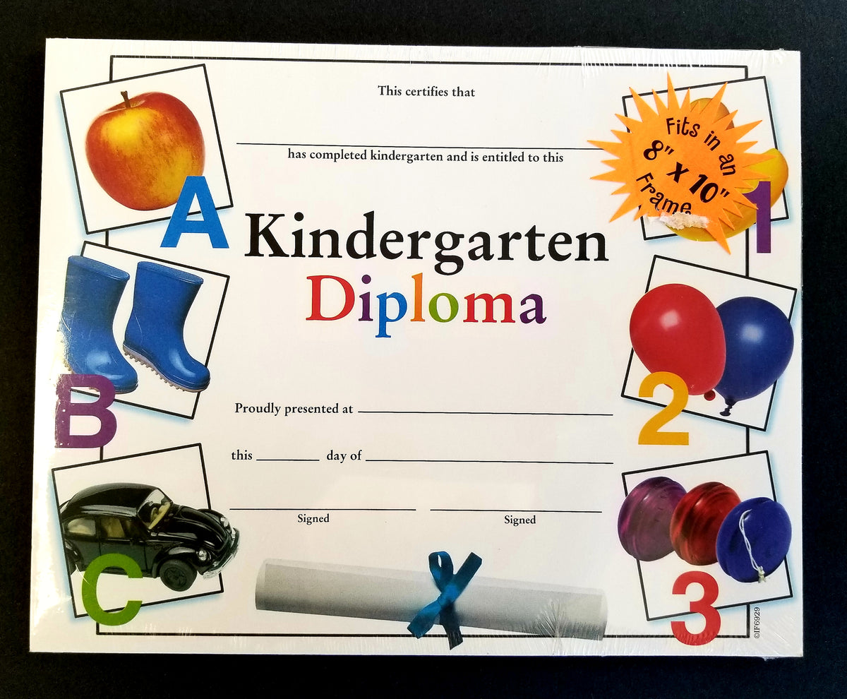 Kindergarten Diploma Award Certificate, 8" x 10" Pack of 36 (IF6929 ...