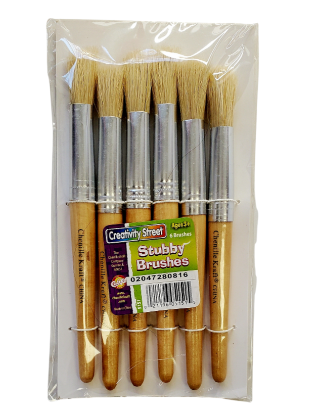 Creativity Street Beginner Round Stubby Brushes, Wooden Handles (PAC 0 ...